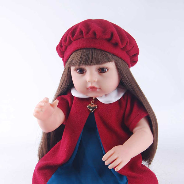 20-Inch Chic Reborn Doll – European-Style Ensemble, Red Beret & Gold P ...